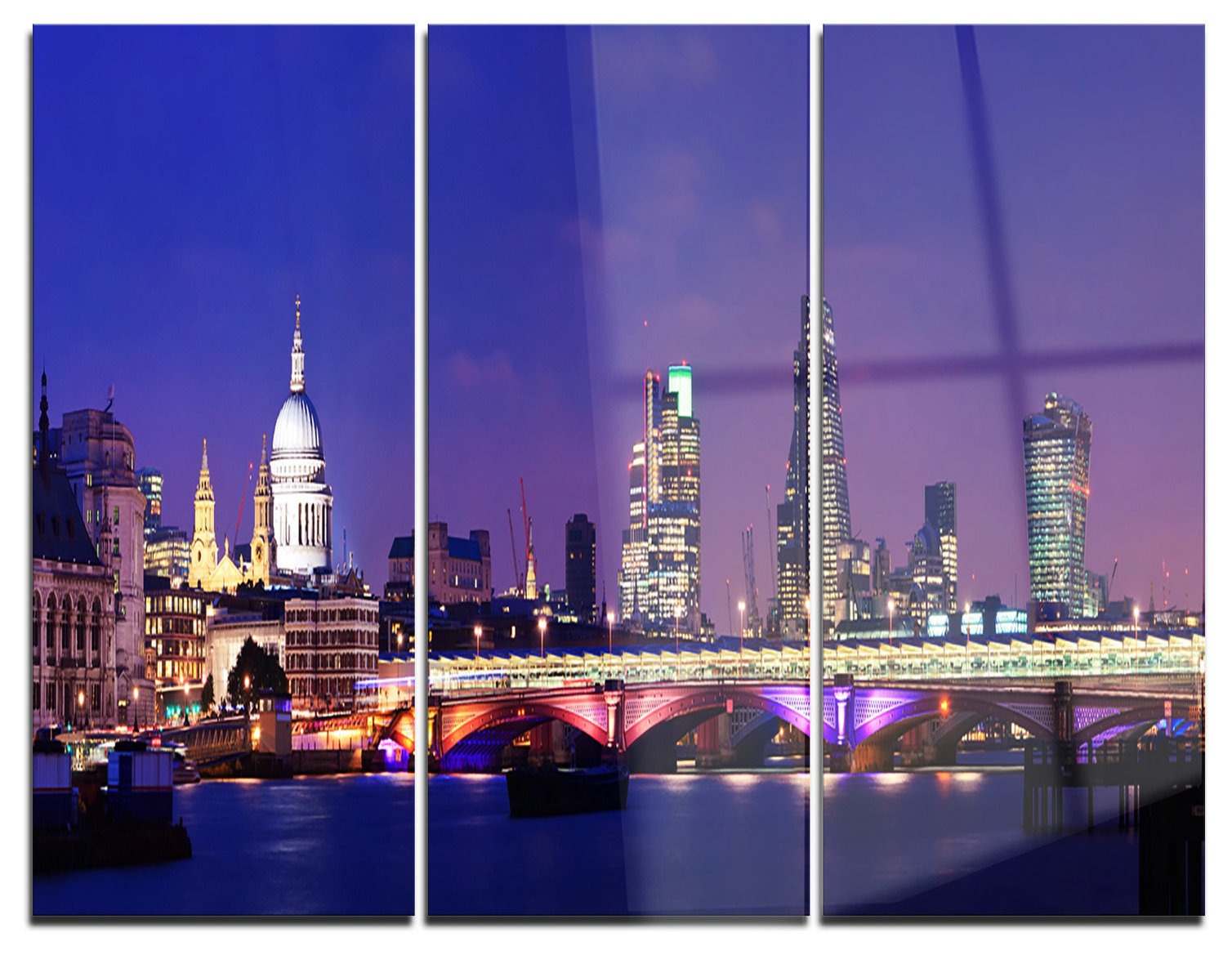 "London Night Panorama" Photo Metal Wall Art, 3 Panels, 36"x28", 36"x28 ...