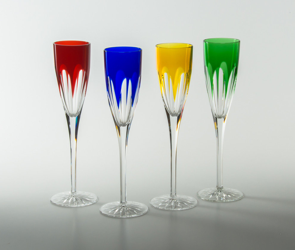 Alexandra Flutes Set Of 4 Assorted Colors - Traditional - Wine Glasses ...