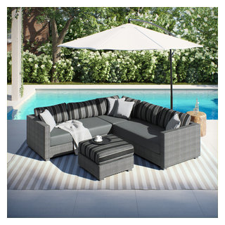 OVE Decors Monaco 4 Piece Sectional Set in Dark Grey Tropical Outdoor Sofas by OVE Decors Houzz