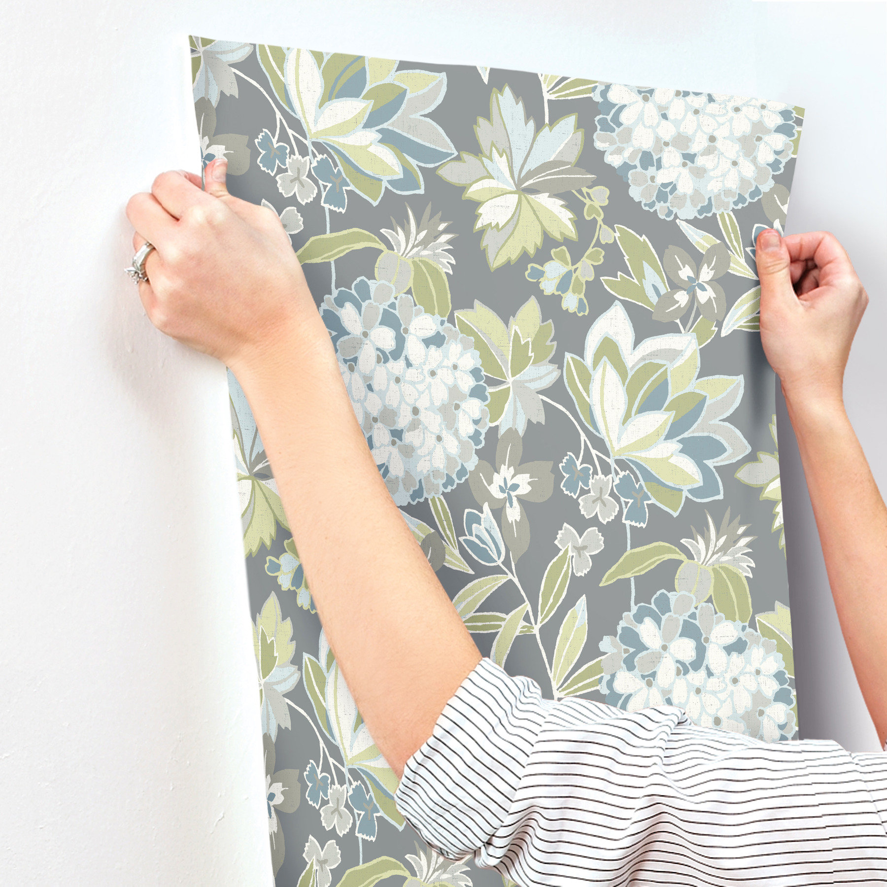 Valdivian Aqua Floral Wallpaper, Bolt - Contemporary - Wallpaper - by ...