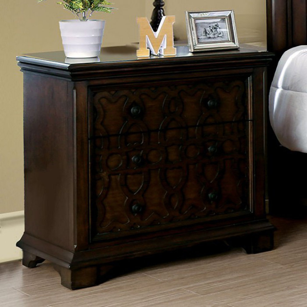 Minerva Transitional Night Stand, Walnut Finish - Traditional ...