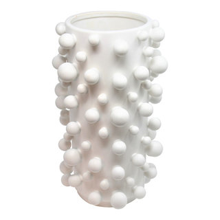 Modern White Bubbles Cylinder Vase 14 Spheres Mid Century Abstract
