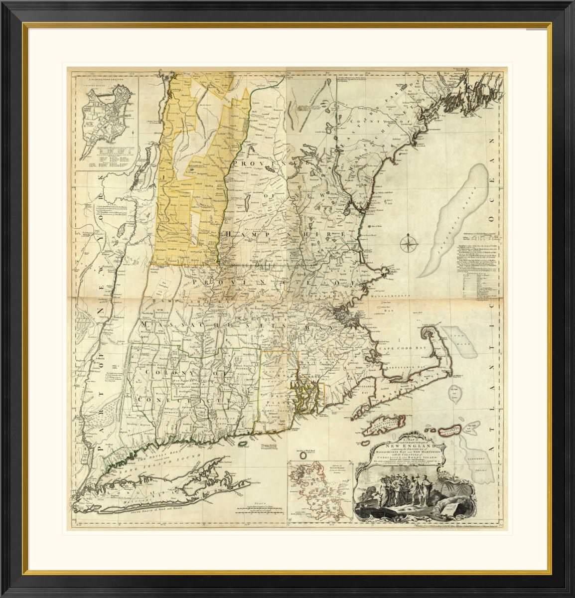 "Composite: New England, 1776" Framed Digital Print by Thomas Jefferys ...