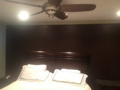 Master bedroom painted in Benjamin Moore pearl finish, gasp!