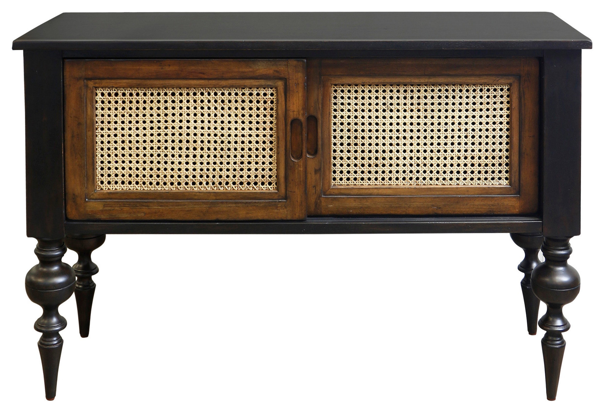 Industrial Cane Console Double Slide Doors Dark Brown, Black, Creamy ...