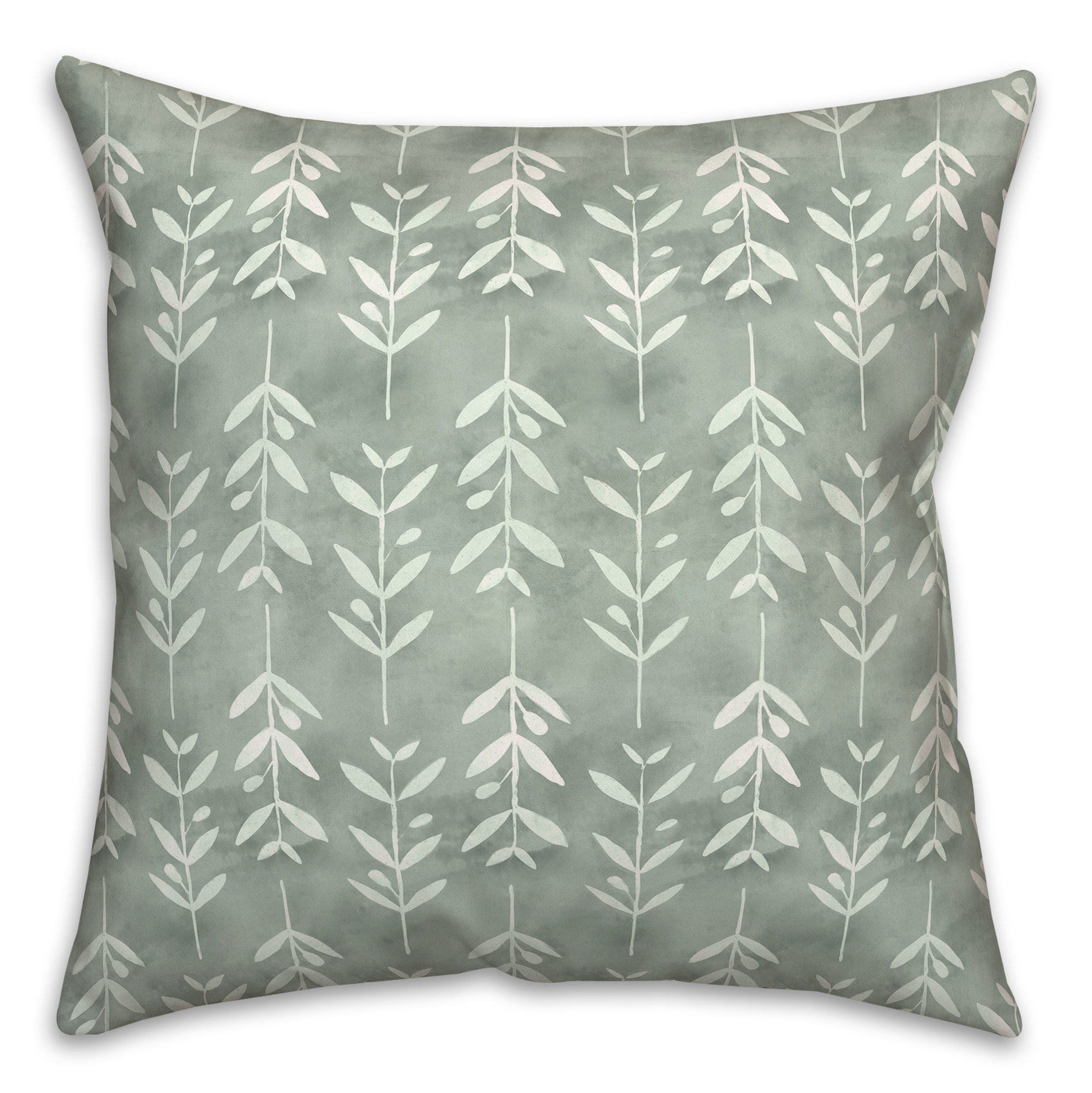 Leafy Vine Pattern Soft Green 5 20x20 Spun Poly Pillow, 20x20 ...