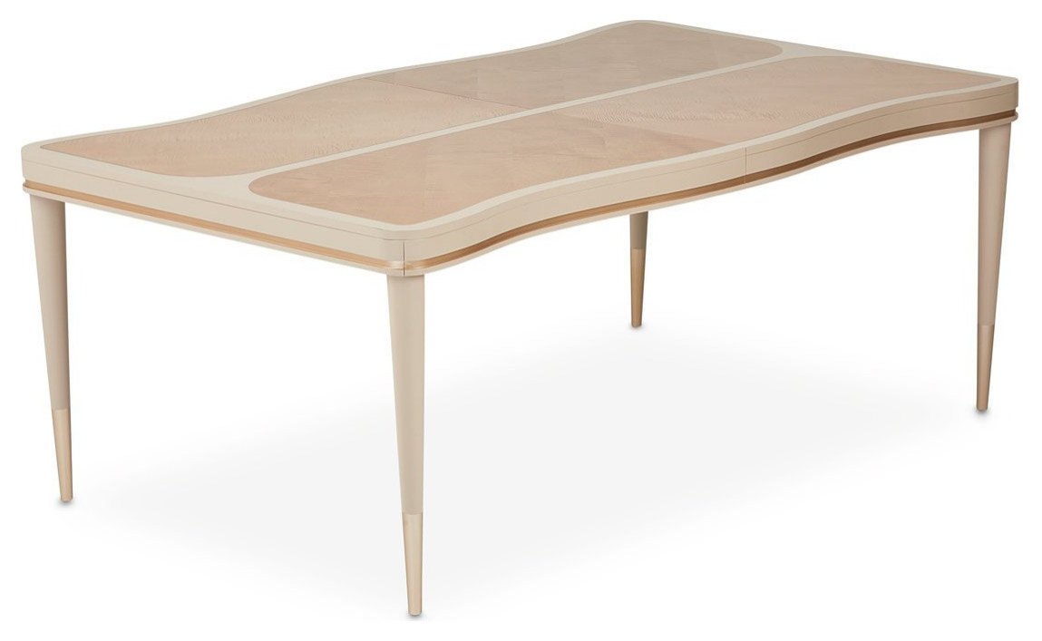 Aico Amini Malibu Crest Rectangular Leg Dining Table in Blush ...