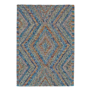 Feizy 8443FCNF Isleta Hand Tufted Blue / Rust Area Rugs, 9'-6" x 13'-6 ...
