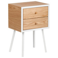 Universal Expert Abacus 2 Drawer Side Table Modern Oak and White ...