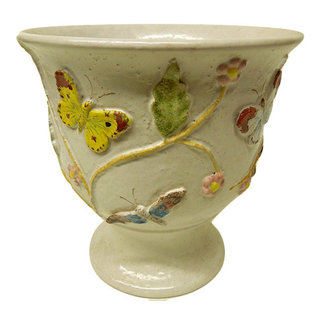 Tuscan ND Dolfi Large Footed Cachepot With Butterflies - Traditional ...