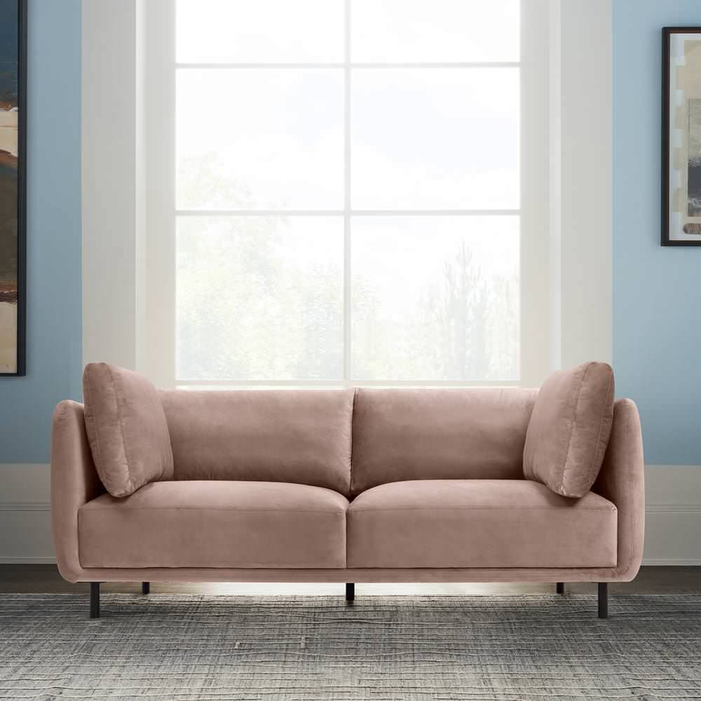 Serenity 79 Mauve Velvet Sofa with Black Metal Legs - Contemporary ...