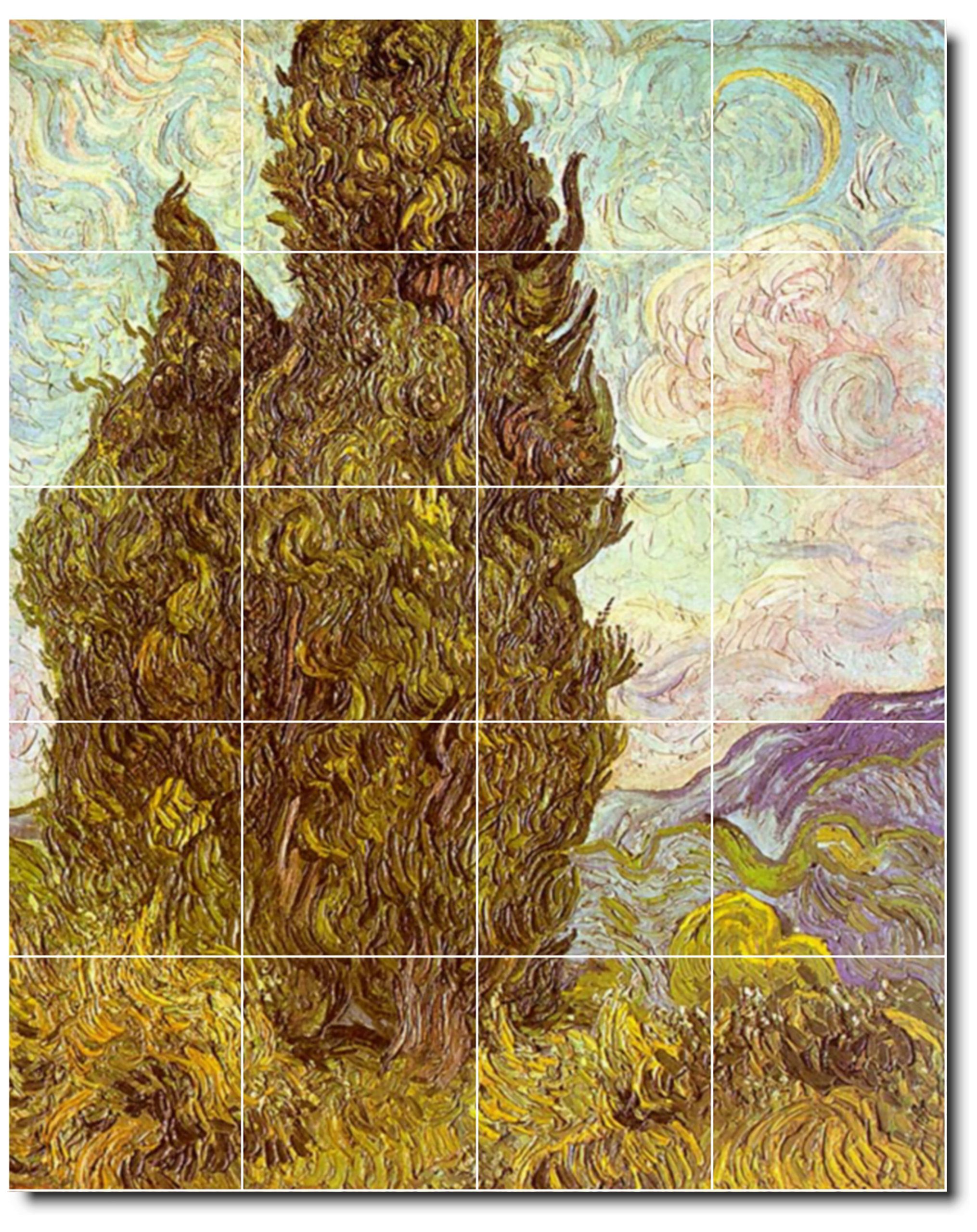 Vincent Van Gogh Landscapes Painting Ceramic Tile Mural #590, 32" Wide ...