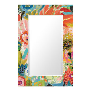"Secret Garden Floral III" Frameless Reverse Printed Art Glass Mirror ...