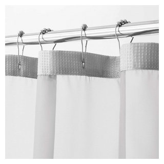 Silver Modern Grid Shower Curtain and Liner Set - Transitional - Shower ...