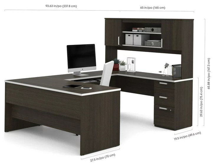 U-Shaped Desk With Hutch & Ample Storage Space - Transitional - Desks ...