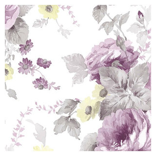 Rose Gardens 2, Romantic Floral Flower Wallpaper, Sample - Traditional ...