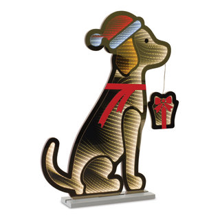 Santa Dog Infinity Light Display 31.25"H - Modern - Holiday Accents And ...