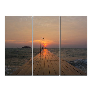 "Large Pier At Koh Rong Island" Modern Beach Canvas Art Print, 36"x28 ...