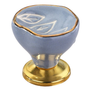 Ceramic Knob, Tropical Leaves 1-2/3 in. Grey Drawer Cabinet Knob, 10 ...