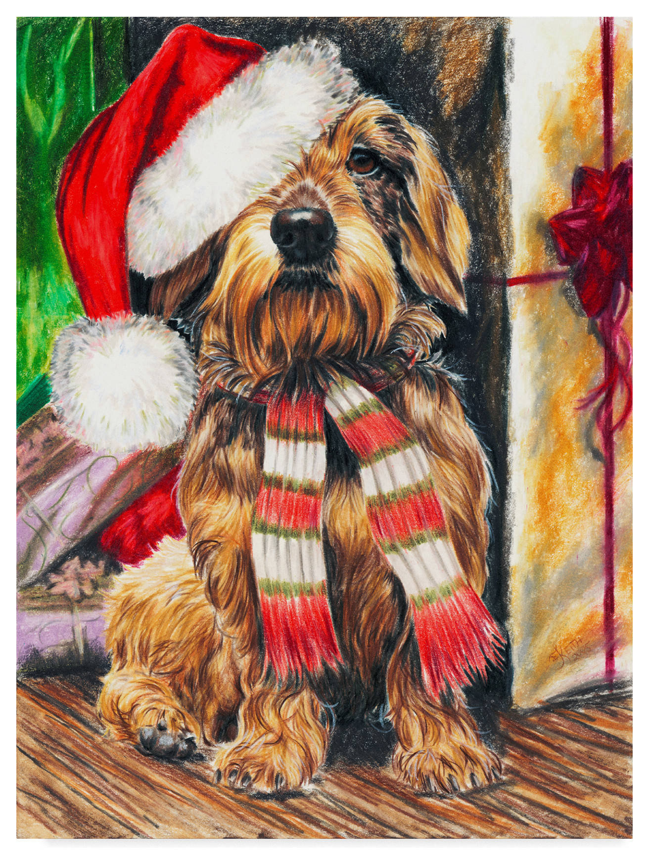 "Dachshund Santa Hat" by Barbara Keith, Canvas Art, 24"x18 ...