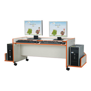 Rainbow Accents Enterprise Double Computer Desk - Orange - Contemporary ...