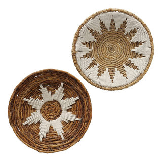 Boho Banana Leaf Wall Baskets, Set of 2, 2 1/4 L x 11 3/4 W x 11 3/4 H ...