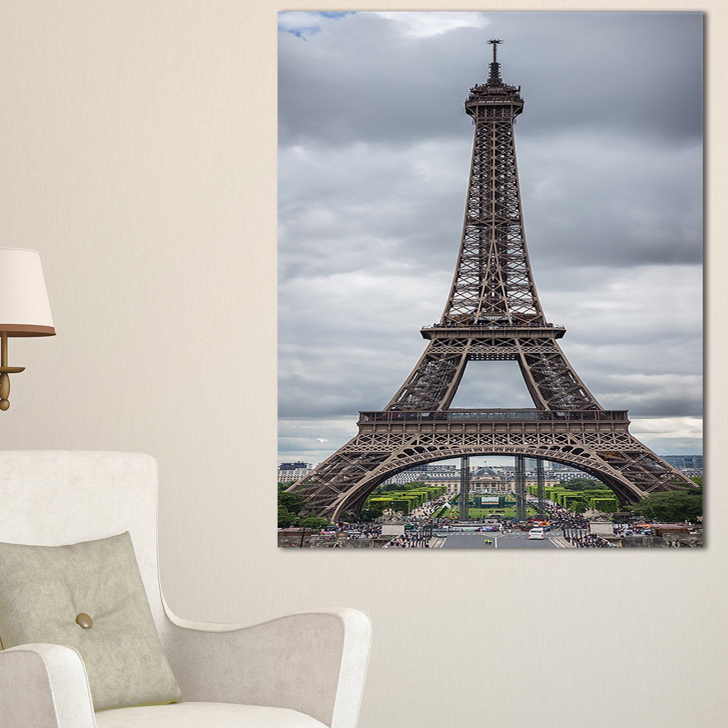 "Grayscale Eiffel Tower" Cityscape Photography Canvas Print, 16"x32 ...