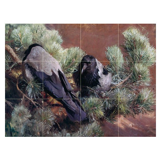 Tile Mural, Hooded Crows Backsplash, 6" Ceramic, Matte - Rustic - Tile ...