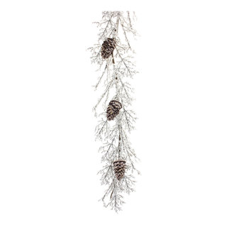 Iced Twig Garland With Pinecones 5'L - Traditional - Wreaths And ...