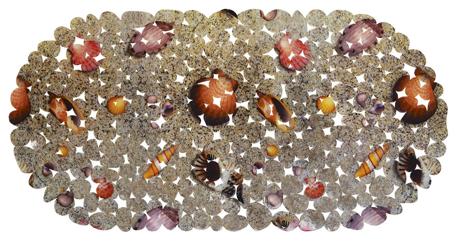 Pebbles PVC Shower Mat, Beige, 14" x 27", Covers 2.8 sq ft, 14" x 27 ...