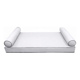 Style5 Twin Size Contrast Pipe Trim Bolster Pillow Outdoor Slip Cover ...