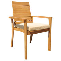 9-Piece Outdoor Teak Dining Set: 83" Rectangle Table, 8 Alps Stacking ...