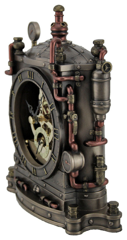 The Grand Machine Steampunk Style Bronze Finished Mantel Clock, Small ...