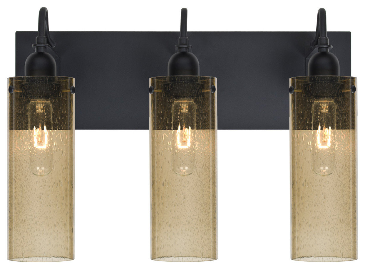 Juni 10 3 Light Bathroom Vanity Light, Latte Bubble Glass ...