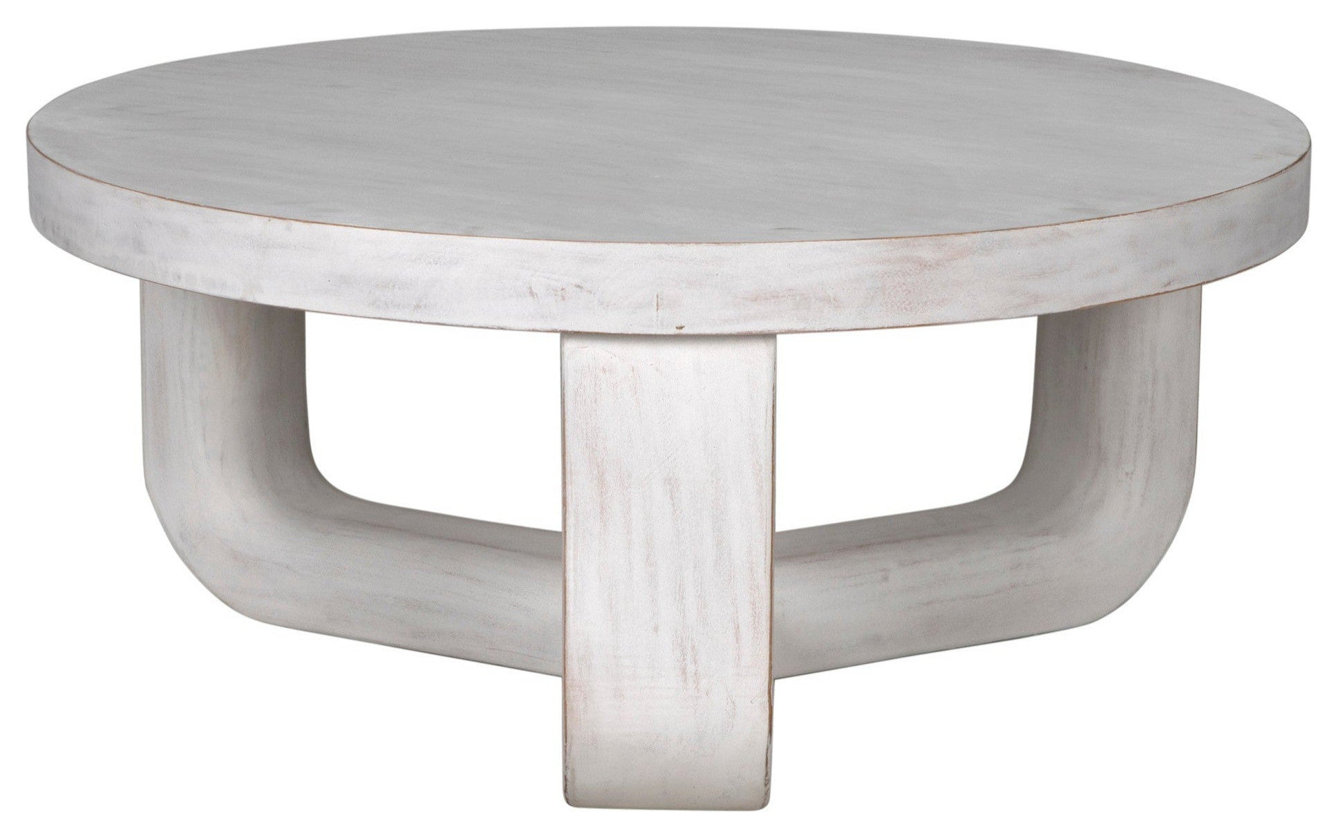 Joel Wood White Wash Round Coffee Table - Farmhouse - Coffee Tables ...