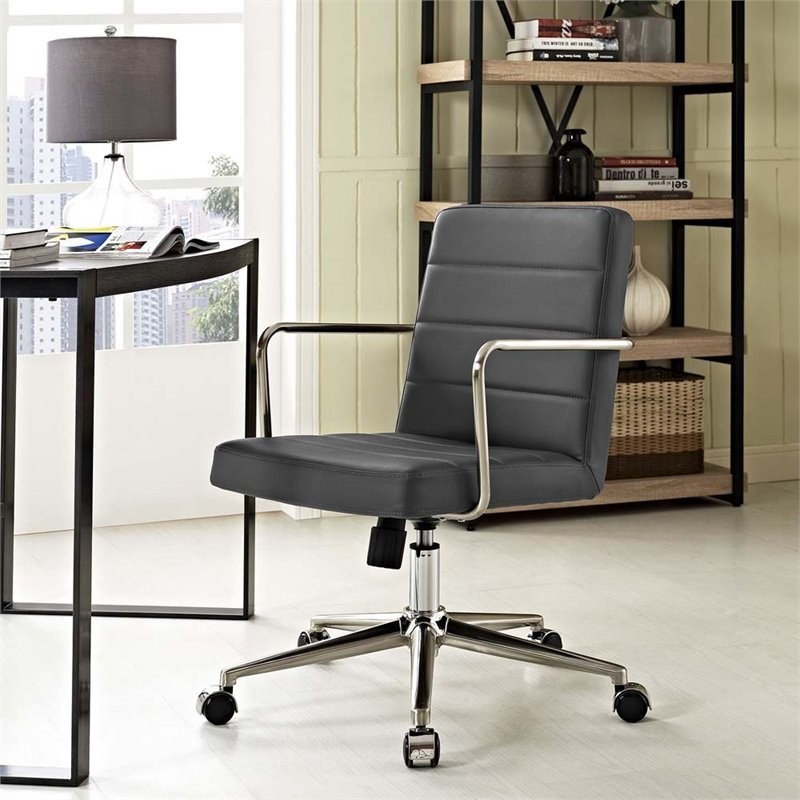 Gray Cavalier Mid Back Office Chair, 21"L x 23.5"W x 33.5 - 37"H ...