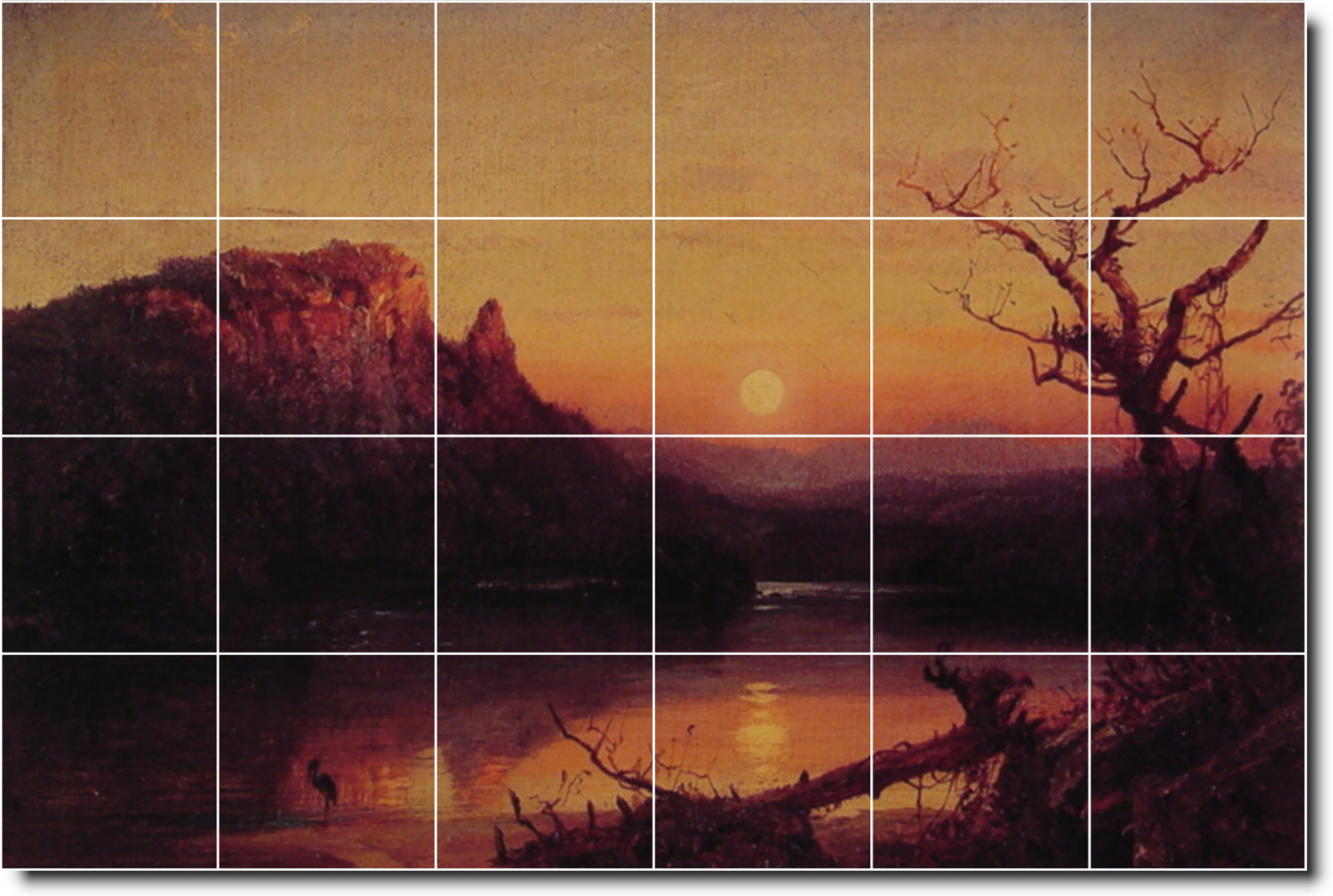 Jasper Cropsey Landscapes Painting Ceramic Tile Mural #293, 36" Wide x ...