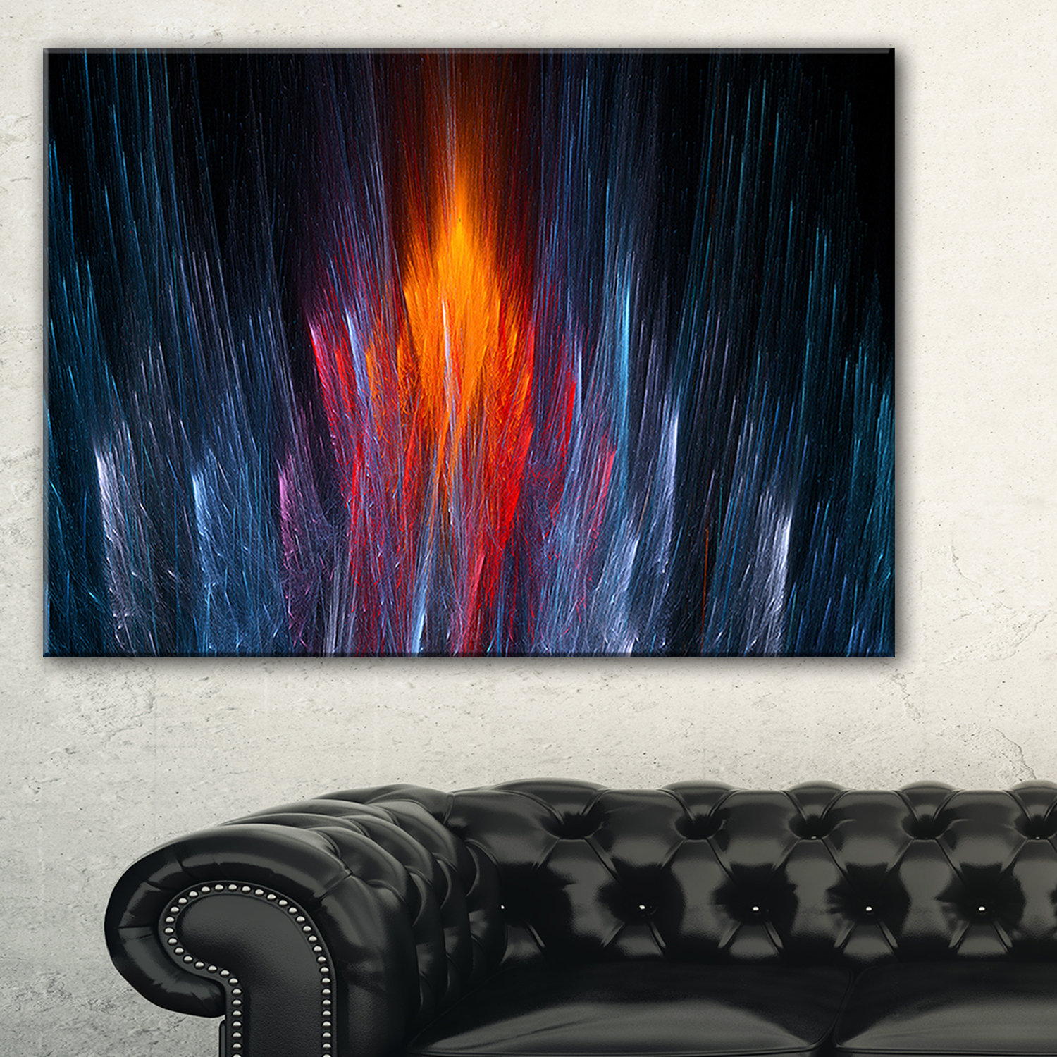 "Fractal Fire in Light Blue" Abstract Art Canvas Print, 32"x16 ...
