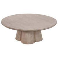 Vera 42" Round Reclaimed Pine Modern Coffee Table With 4 Clover ...
