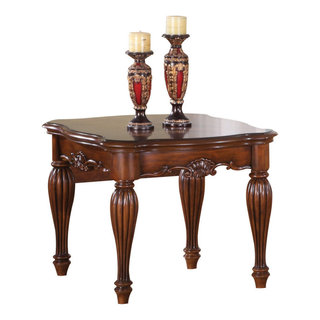 Traditional End Table, Wooden Frame With Unique Carved Legs, Rich ...