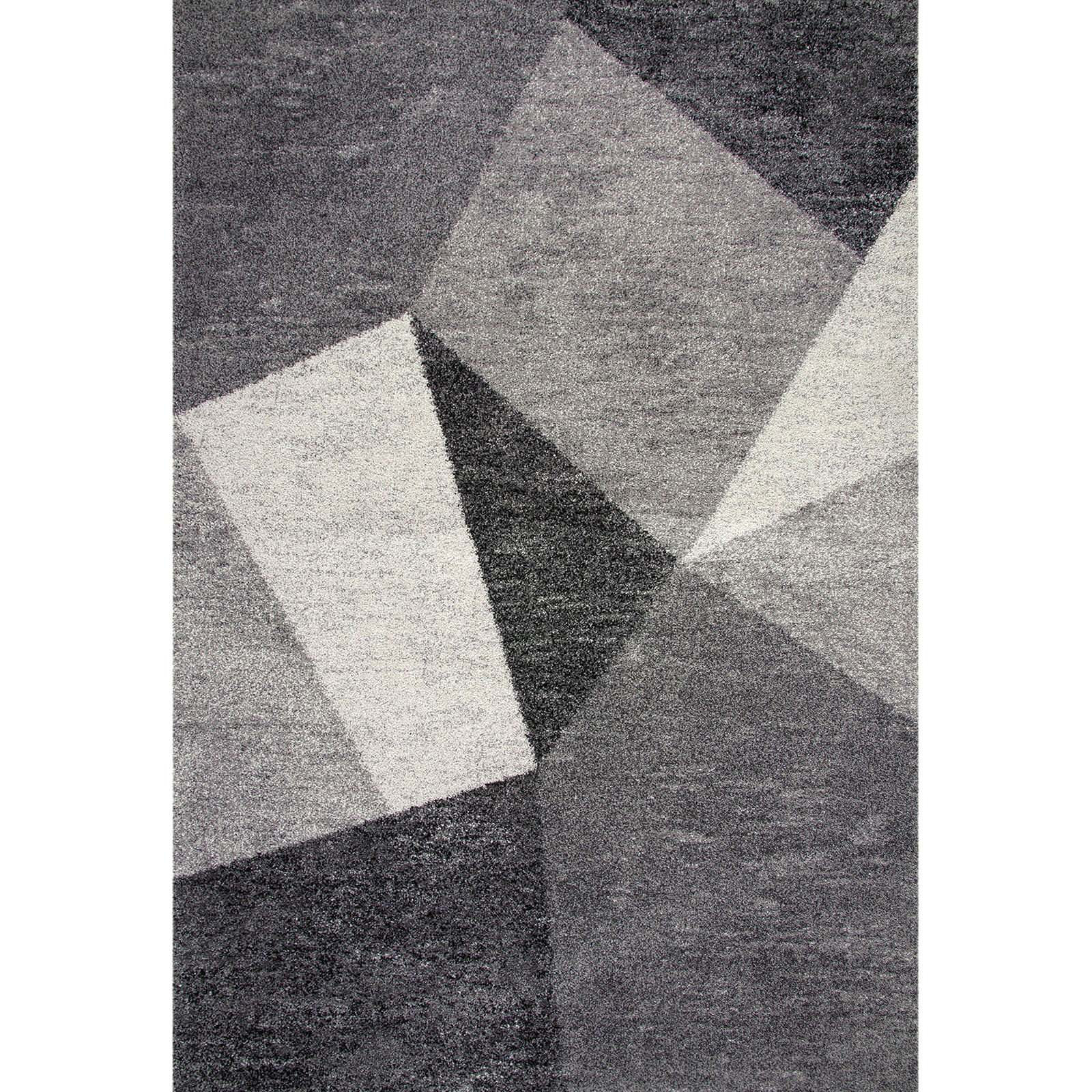 90 X 63 Inches Fabric Power Loomed Rug with Faceted Print, Gray ...