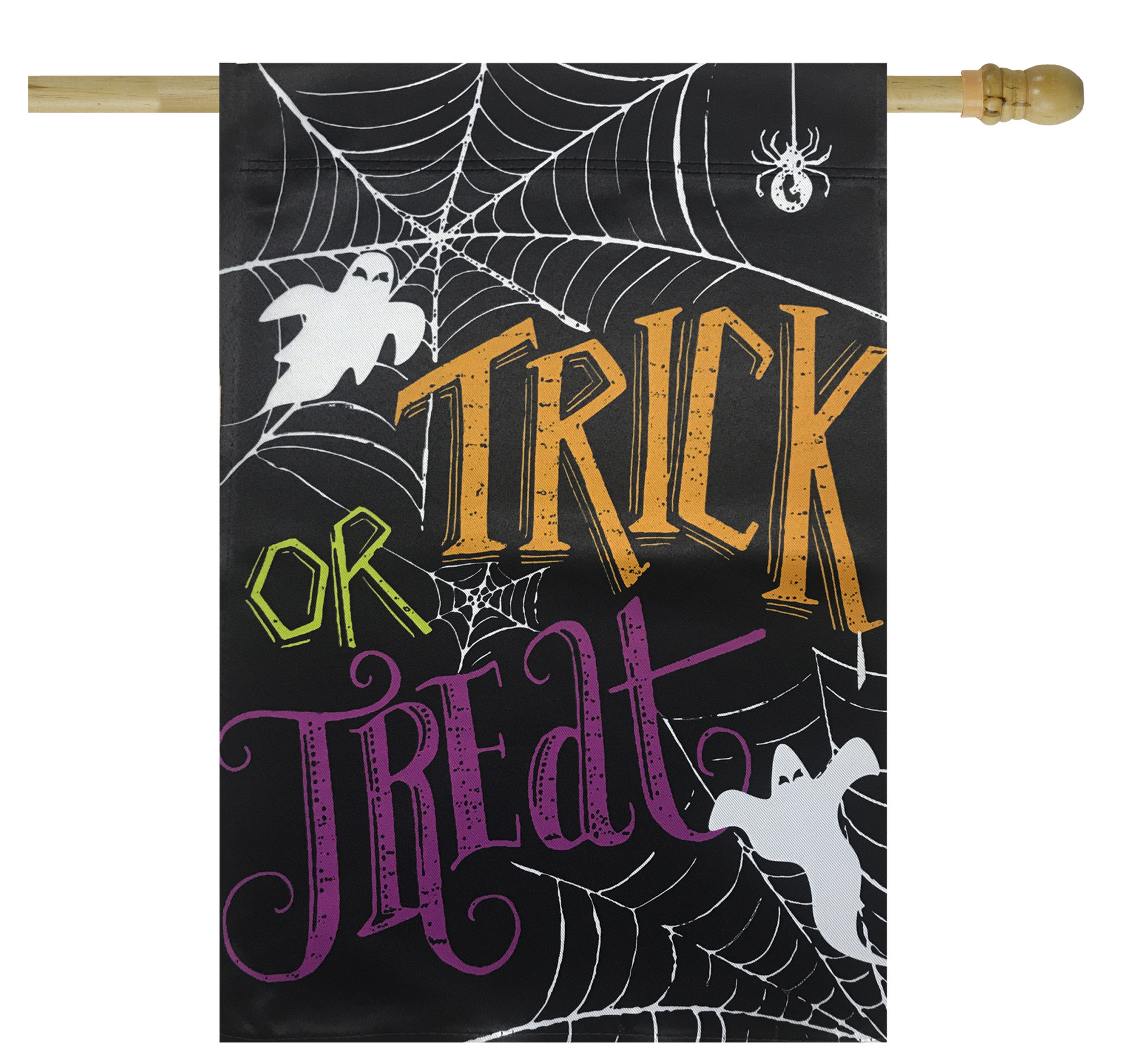 Spider Webs Ghosts Trick or Treat Outdoor Garden Flag 28" x 40 ...