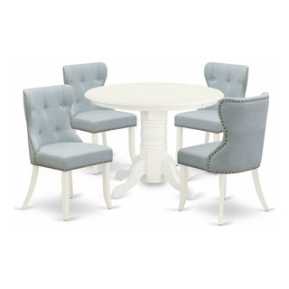Dining Set, Chairs, Baby Blue, Table, Linen White Color - Dining Sets ...