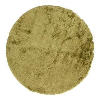 Chandra Rugs Celecot Hand-Woven Contemporary Shag Rug, Green 7'9" Round ...