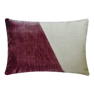 Purple Velvet Patchwork & Color Blocking Lumbar Pillow Cover ...