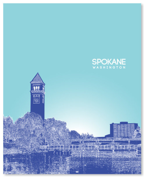 Spokane, Washington Skyline Art Poster - Contemporary - Prints And ...