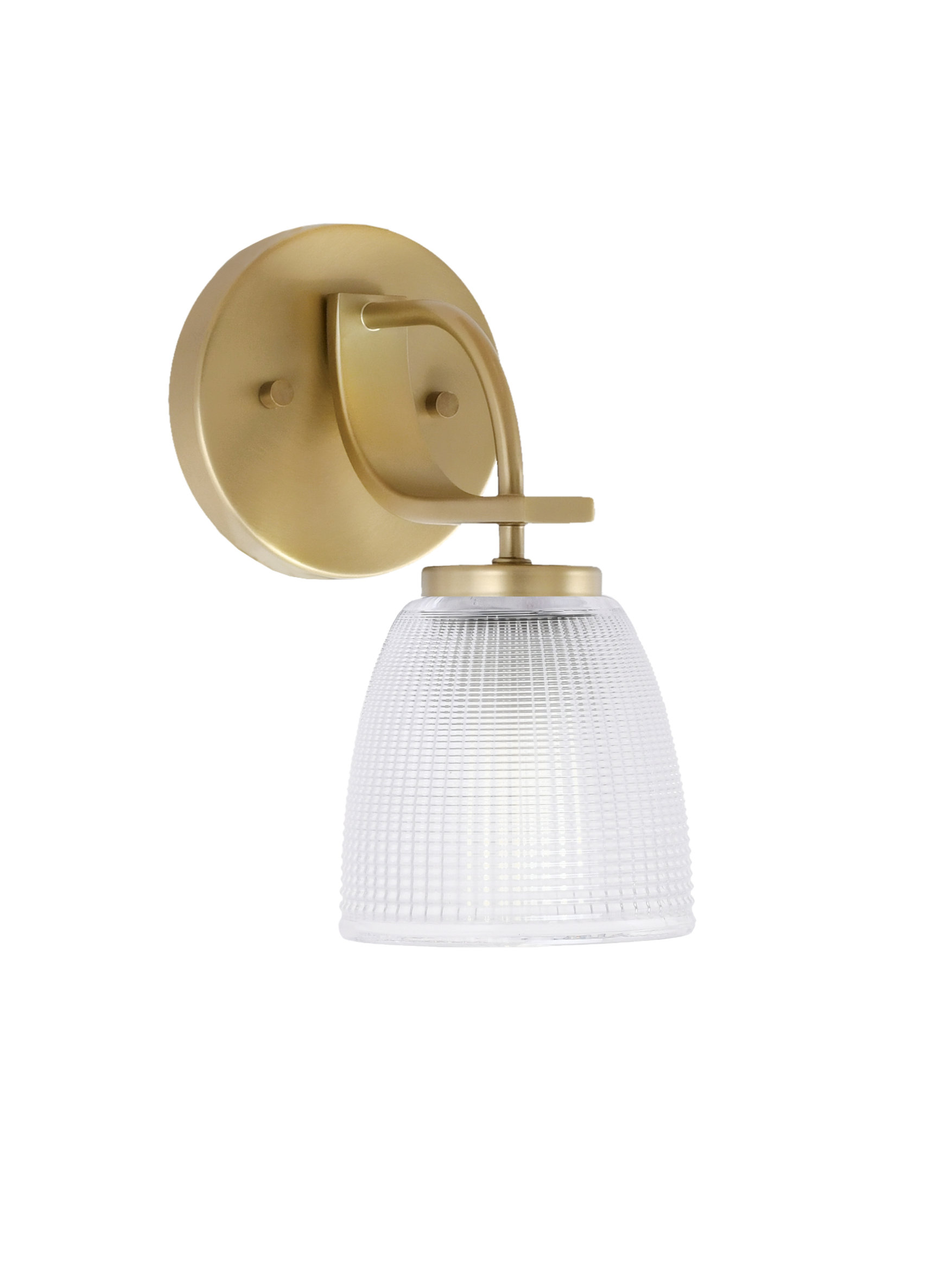 Cavella Wall Sconce, New Age Brass Finish, 5" Clear Ribbed Glass ...