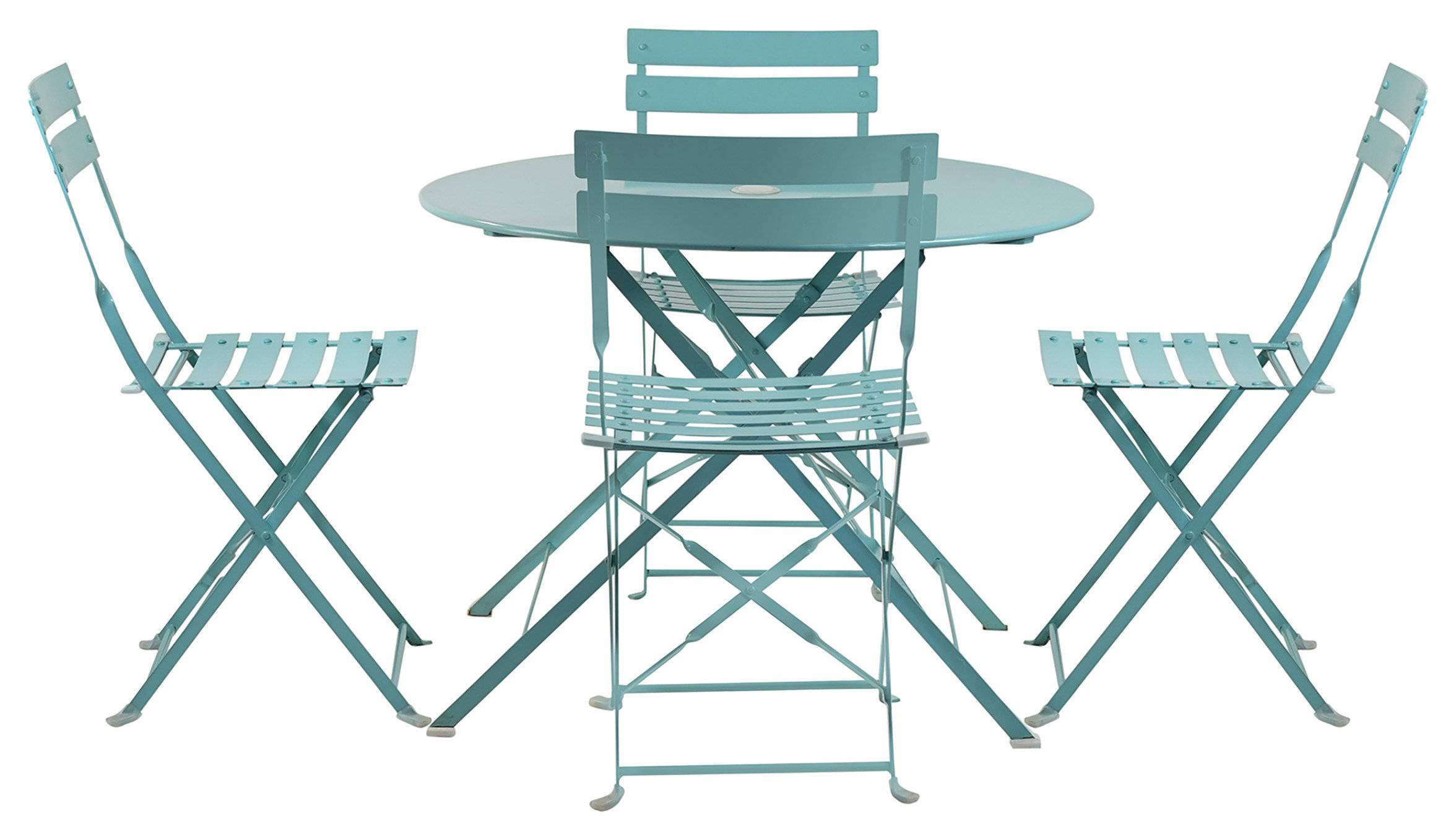 36" Round Bistro Table Set With 4 Chairs, Teal - Contemporary - Outdoor ...