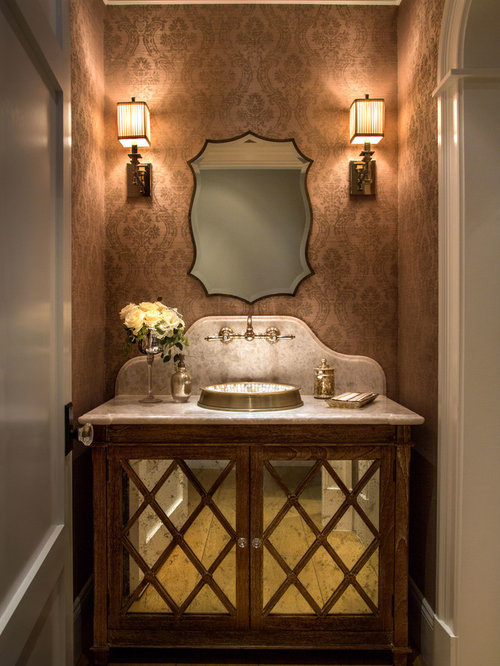 Traditional Powder Room Design Ideas, Remodels & Photos with Dark Wood ...