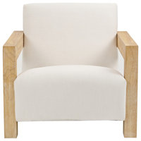 Ward Cream Linen Textured Fabric Accent Chair - Transitional ...